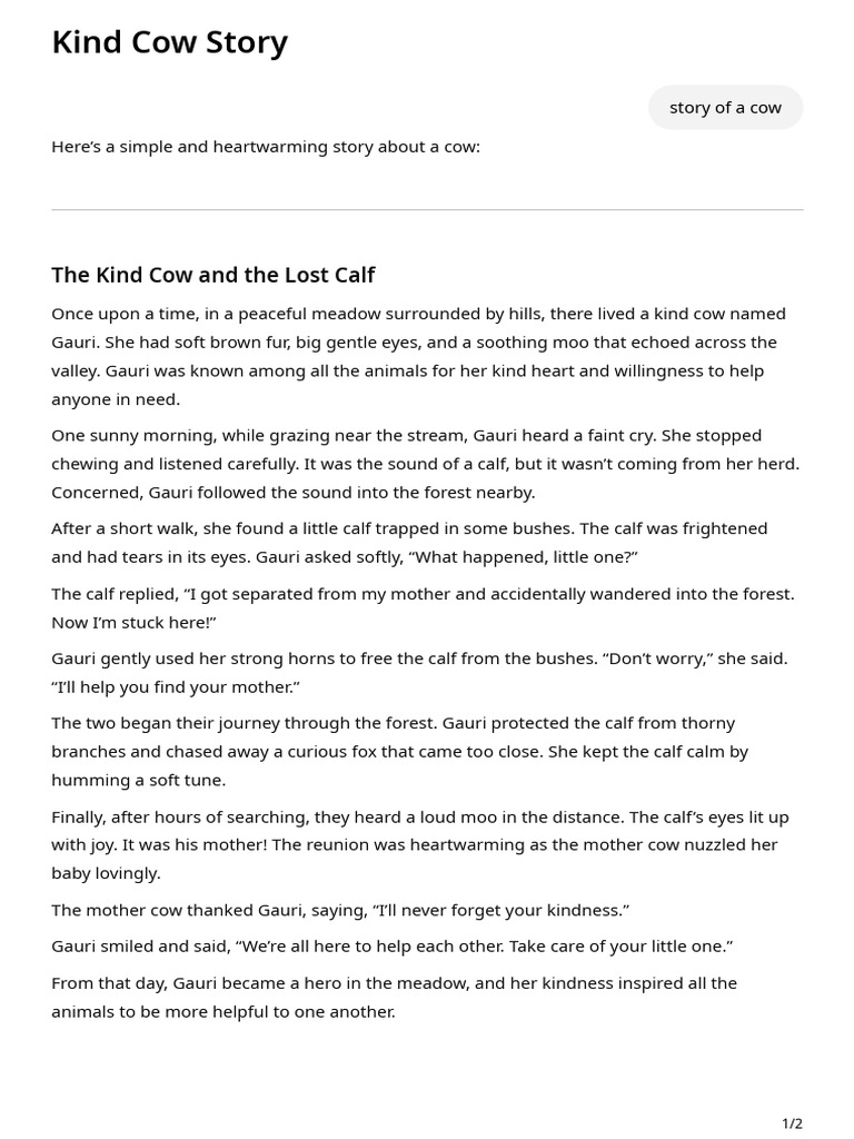 Kind Cow Story | PDF
