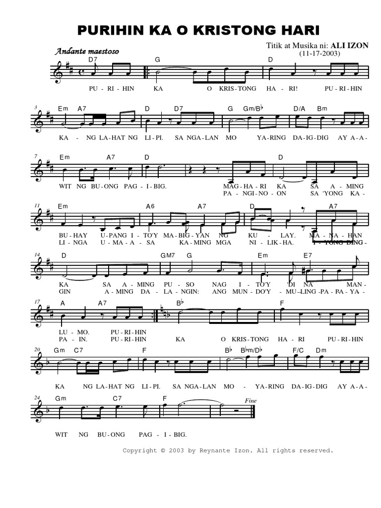 Purihin Ka Oh Kristong Hari | PDF