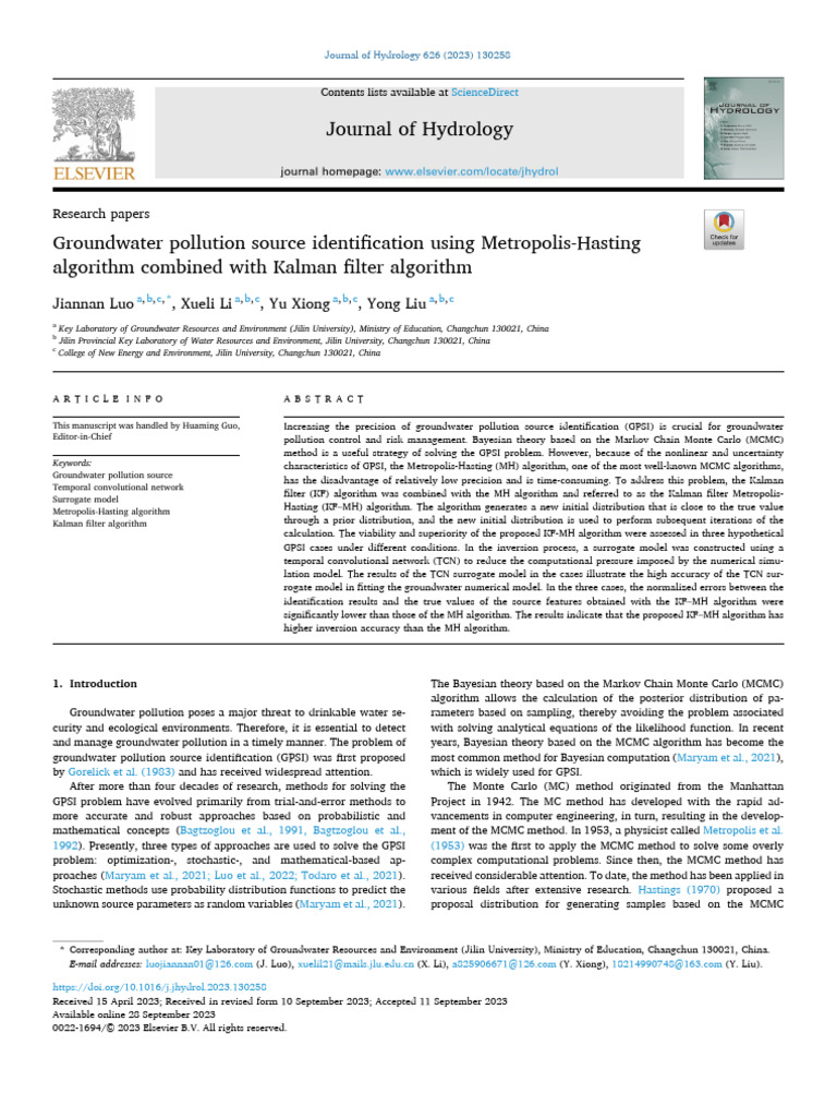 Journal of Hydrology: Jiannan Luo, Xueli Li, Yu Xiong, Yong Liu | PDF ...