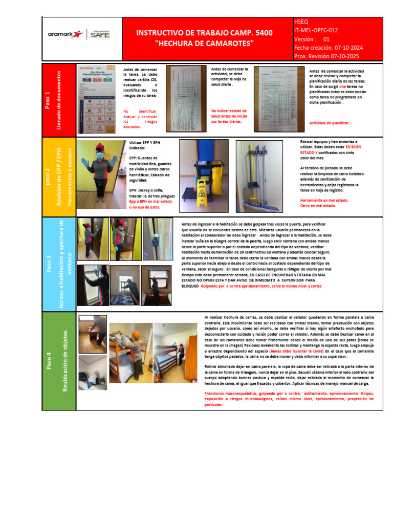 It-Mel-Opfc 012 Hechura de Camas en Camarote - 5400 - Rev.01 | PDF