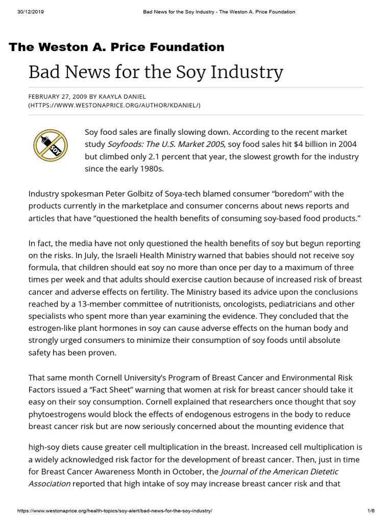 Soy Industry Faces Health Concerns | PDF | Soybean | Cancer