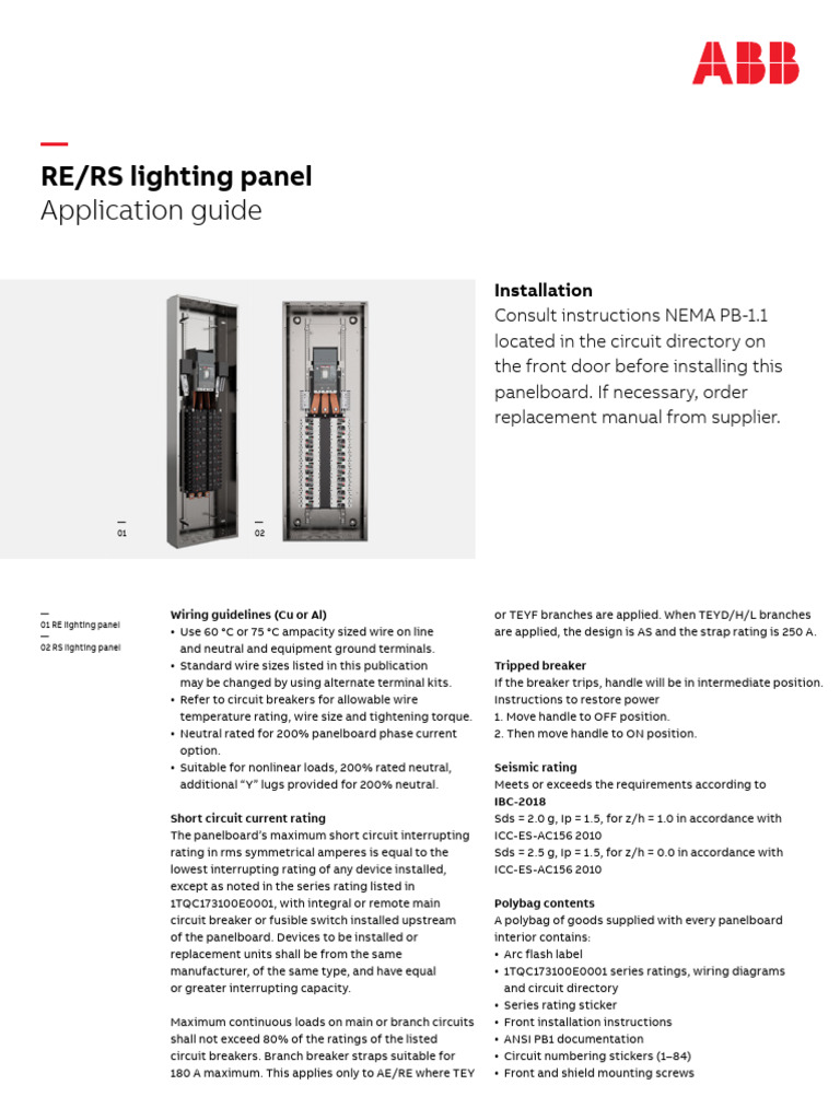 RE/RS Lighting Panel Application Guide | PDF | Electricity ...