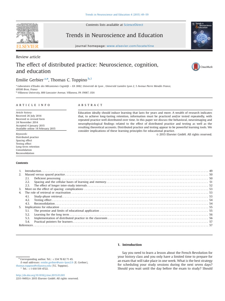 Impact of Distributed Practice on Learning | PDF | Long Term ...
