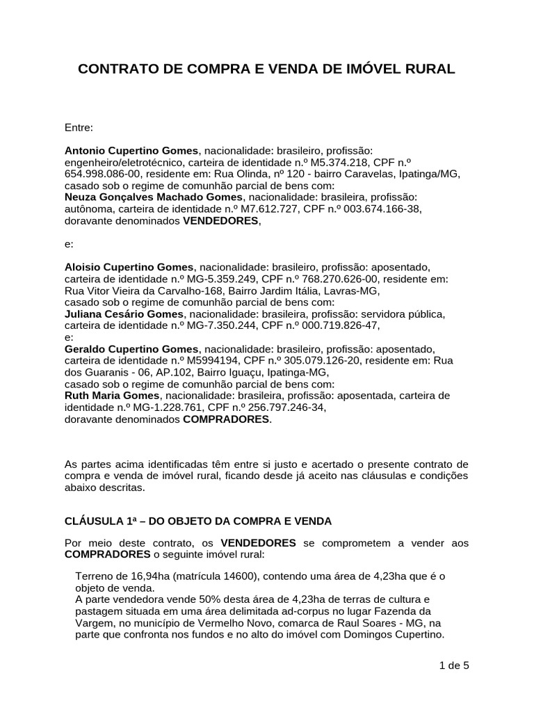 Contrato Promessa Compra e Venda Imovel Rural | PDF | Impostos ...