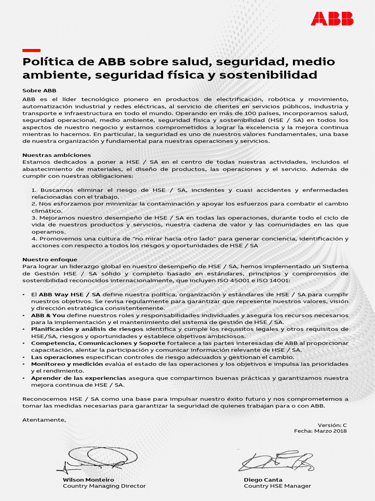 08 Politica Hse s8 | PDF | Valores | Sustentabilidad