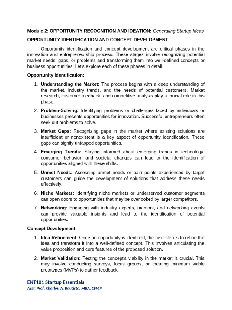 Module 2 Opportunity Recognition and Ideation | PDF | Design Thinking | Brainstorming