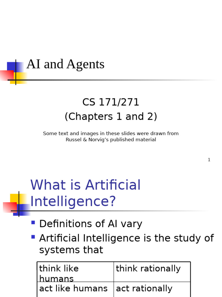 CS171 L1 AIandAgents | PDF | Artificial Intelligence | Intelligence (AI ...