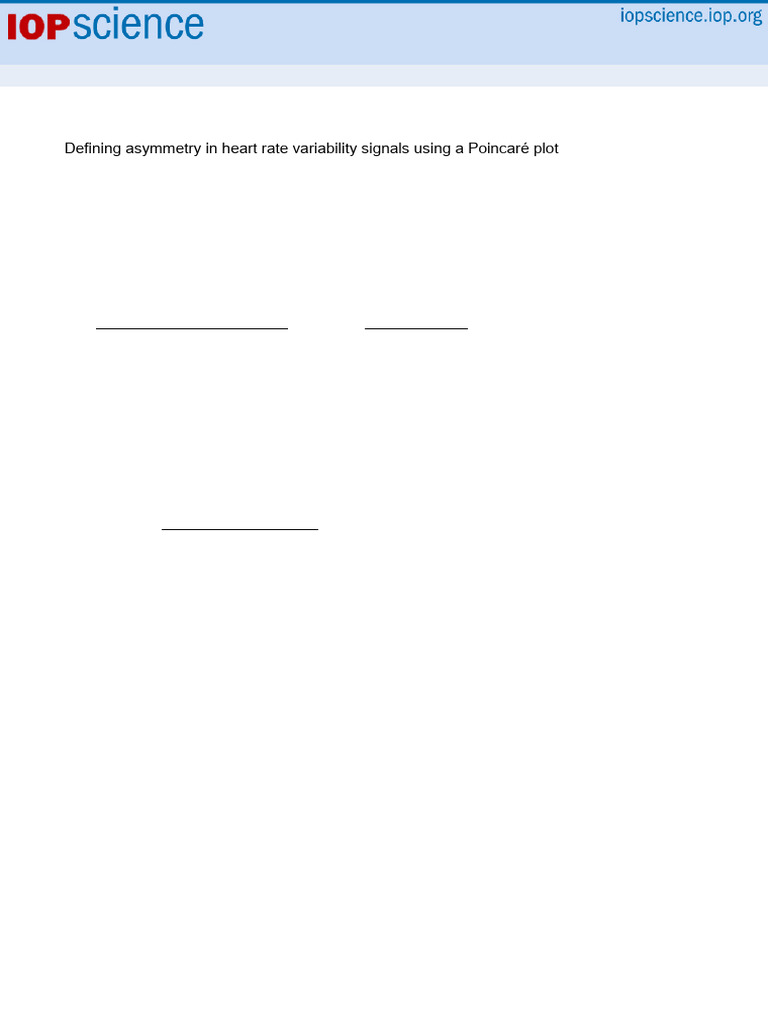 Defining Asymmetry in Heart Rate Variability Signals Using A Poinc ...