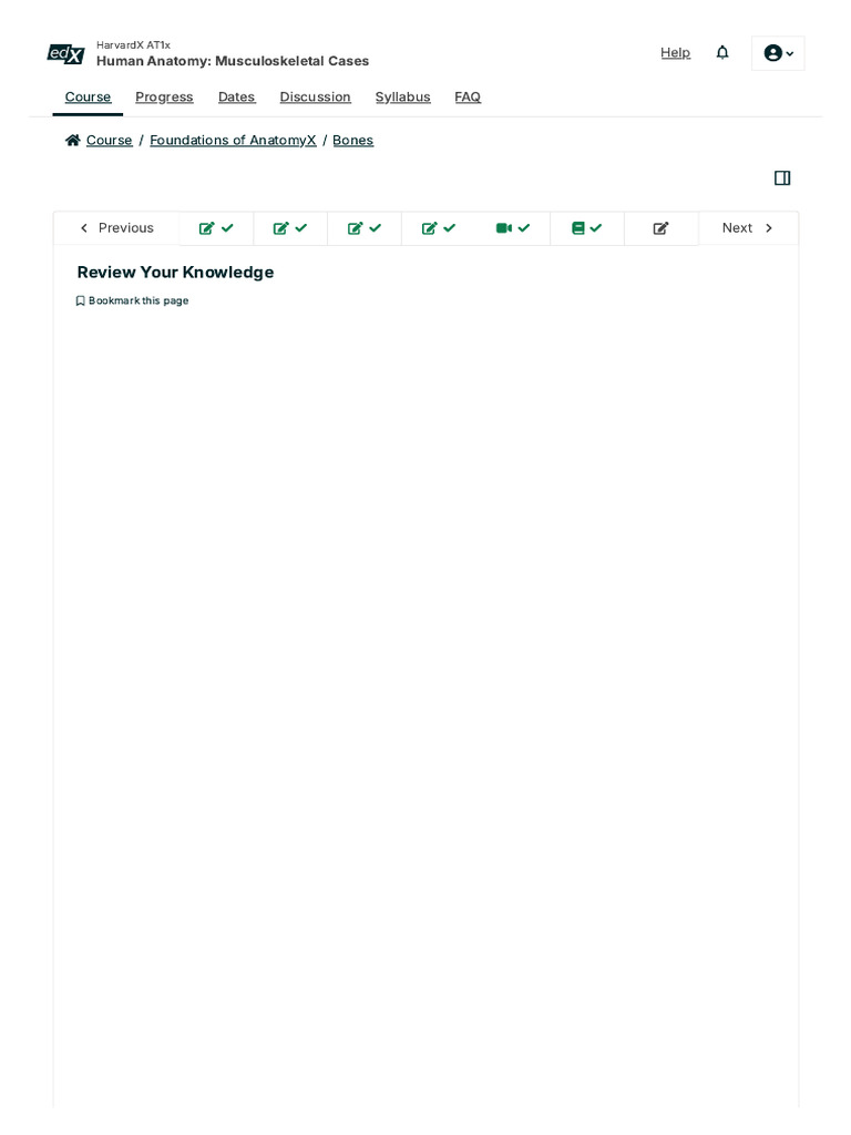 REVIEW QUESTION Bones - Foundations of AnatomyX - Human Anatomy ...