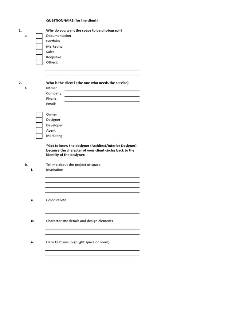 General Questionnaire | PDF