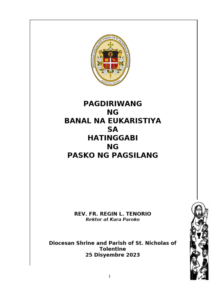 Pagdiriwang NG Banal Na Eukaristiya Sa Pasko NG Pagsilang 2023 | PDF