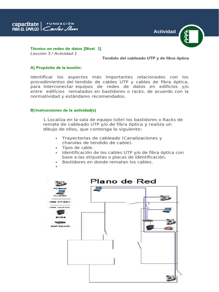 Tendido Del Cableado UTP y de Fibra Óptica | PDF | Fibra óptica | Conector eléctrico