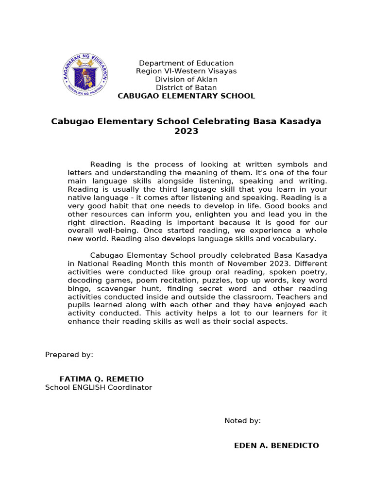 Cabugao School's Basa Kasadya Celebration | PDF