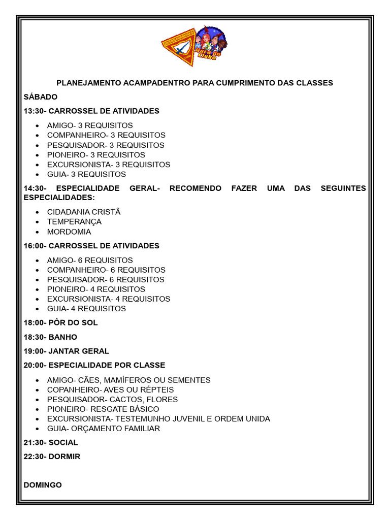 11 Planejamento de Acampadentro Das Classes | PDF