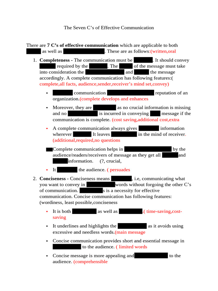 The Seven C's of Effective Communication (AutoRecovered) | PDF ...