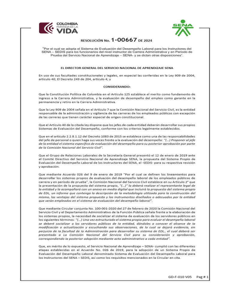 Resolucion Sena 0667 2024 | PDF
