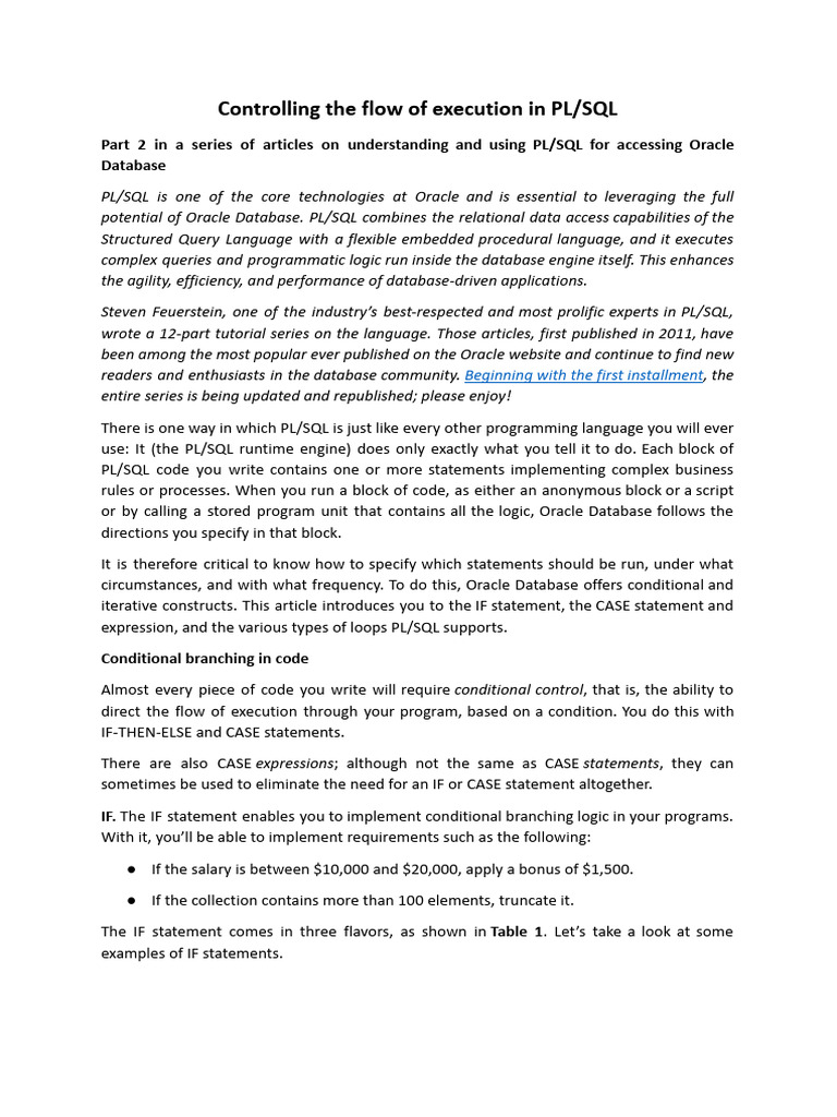 Control Flow Statements in PL SQL | PDF | Control Flow | Pl/Sql