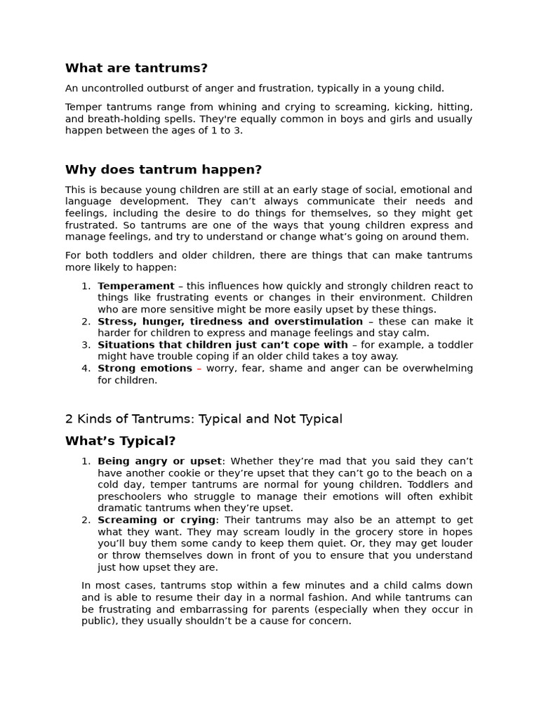 How To Deal With Tantrum Children | PDF | Toddler | Anger