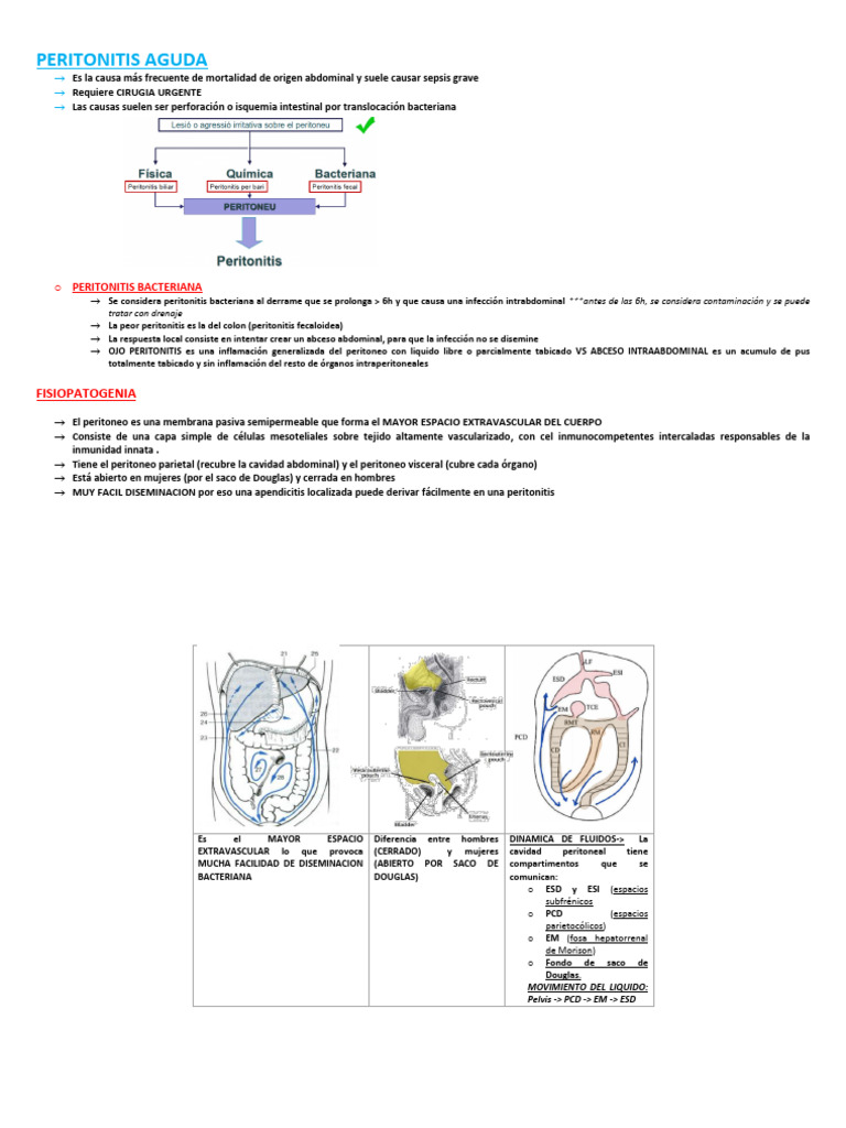 Peritonitis Aguda: Causas y Manejo Médico | PDF | Peritoneo | Especialidades Medicas