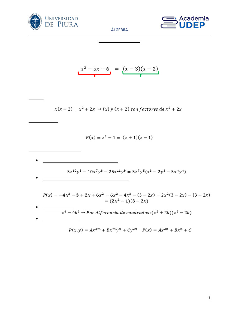 ALG6 Factorización Ficha Teórica | PDF | Factorización | Matemáticas