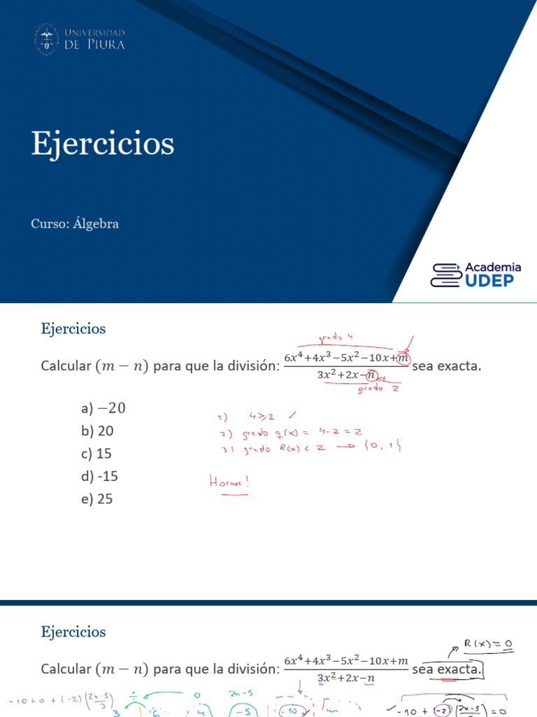 Sem7 Ejercicios División | PDF | Matemáticas | Álgebra