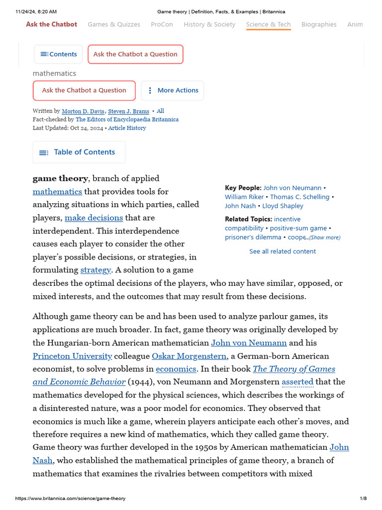 Game Theory - Definition, Facts, & Examples - Britannica | PDF | Game ...