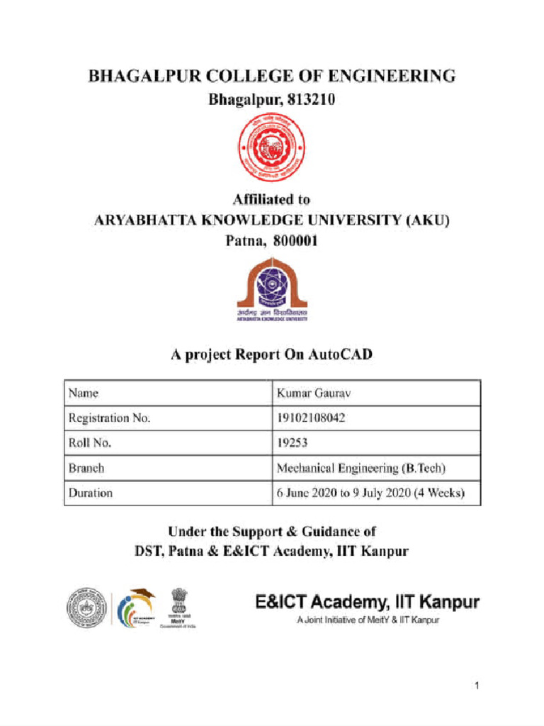 Auto Cad Report Internship | PDF