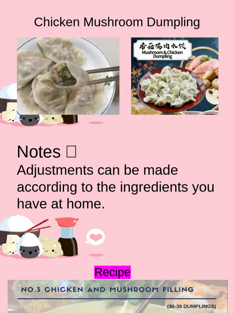 Chicken Mushroom Dumpling | PDF | Cooking, Food & Wine | Wellness