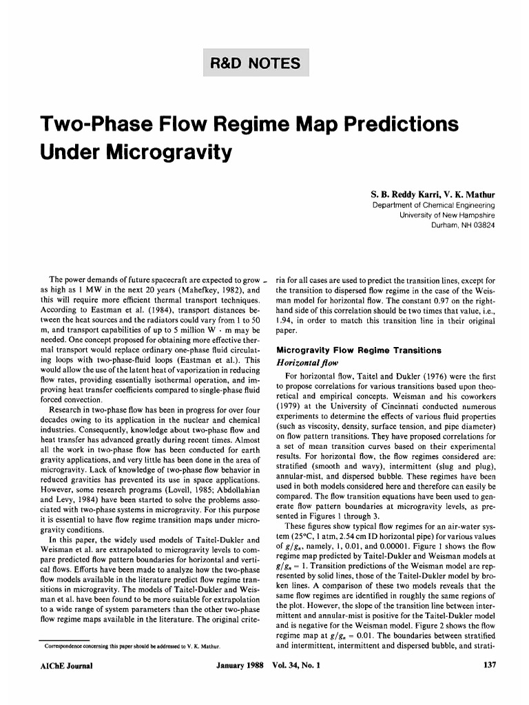 Two Phase Flow Regime Map Predictions Under Microgravity | PDF | Heat Transfer | Chemical ...