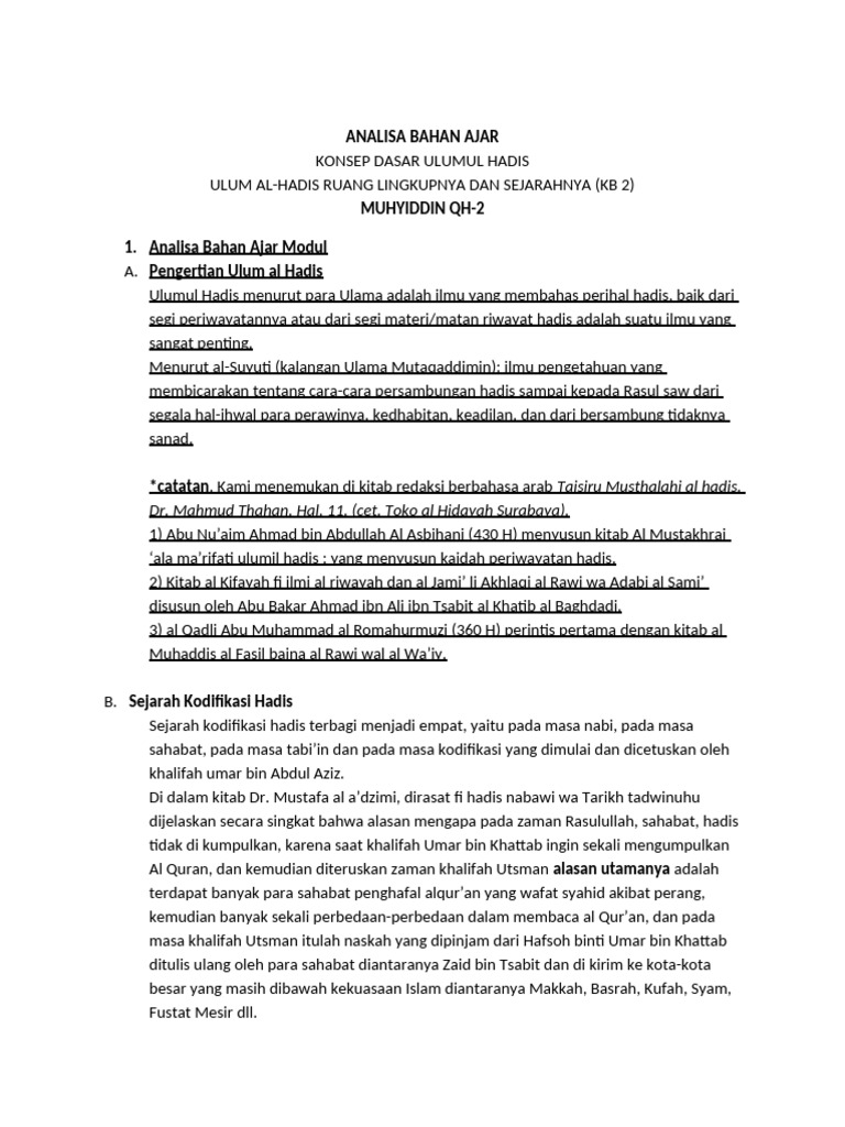 Analisa Bahan Ajar KB 2 Muhyiddin | PDF