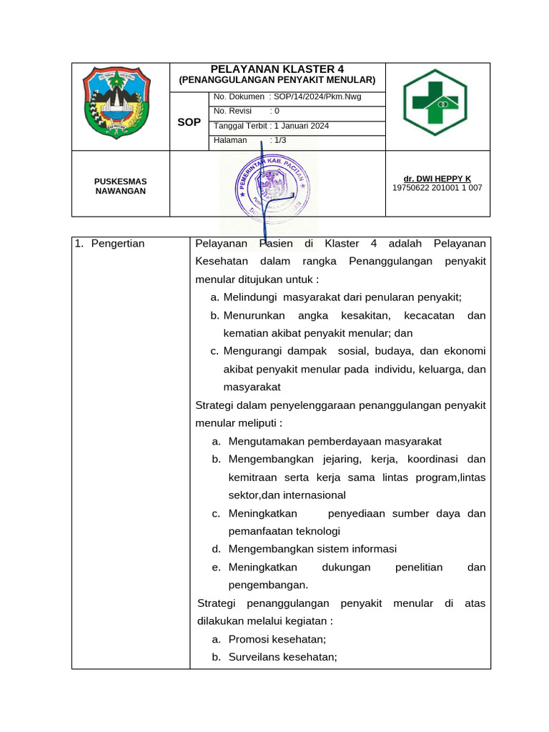 Sop Pelayanan Kluster 4 | PDF