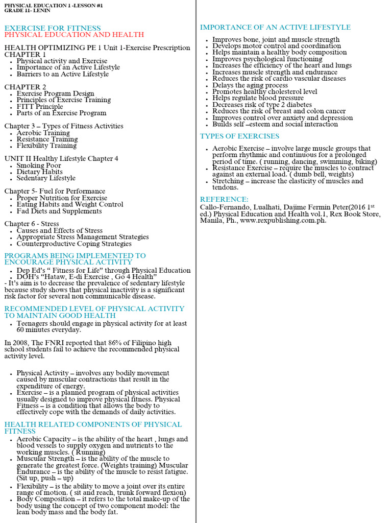 P E - 1-Reviewer | PDF | Physical Fitness | Strength Training