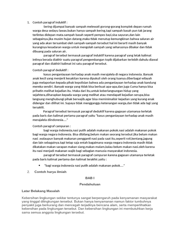Contoh Paragraf Induktif dan Deduktif | PDF | Ilmu Sosial