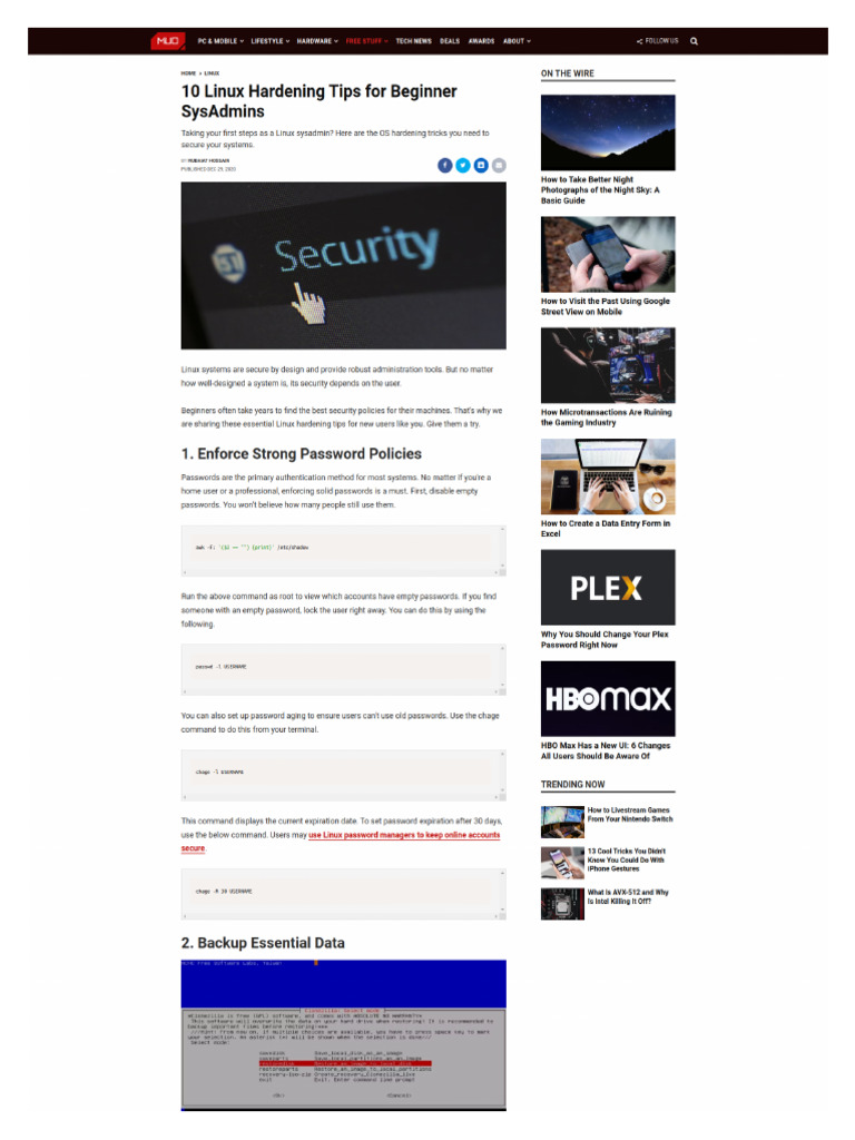 Linux Hardening Tips For Sysadmins | PDF