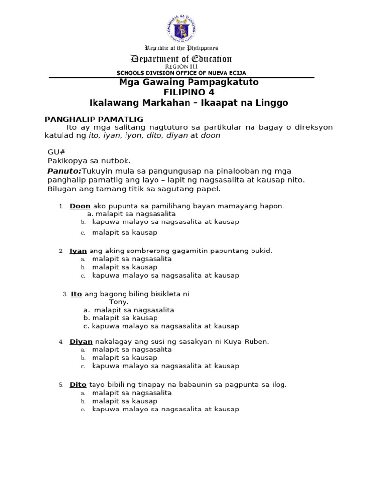 Gawaing Upuan FILIPINO | PDF