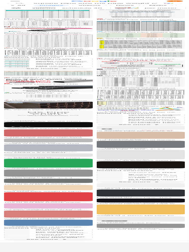 MS Square Pipe Weight Chart in kg | PDF | Pipe (Fluid Conveyance ...