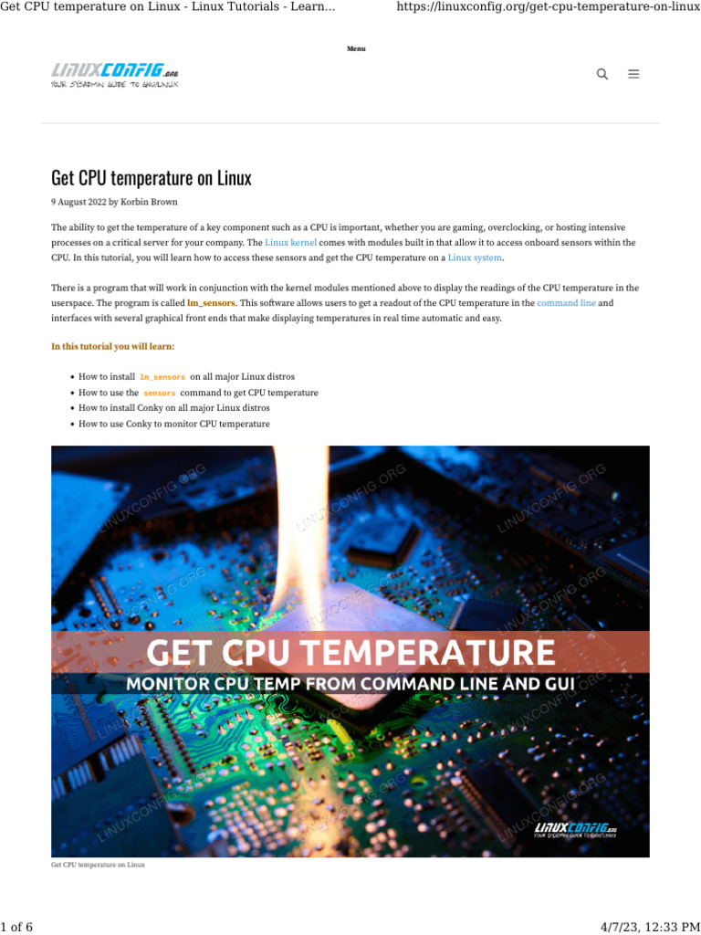 Get CPU Temperature On Linux - Linux Tutorials - Learn Linux ...