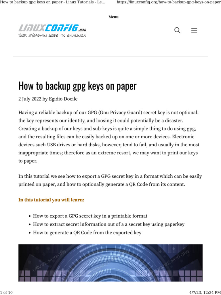 How To Backup Gpg Keys On Paper Linux Tutorials Learn Linux 9755