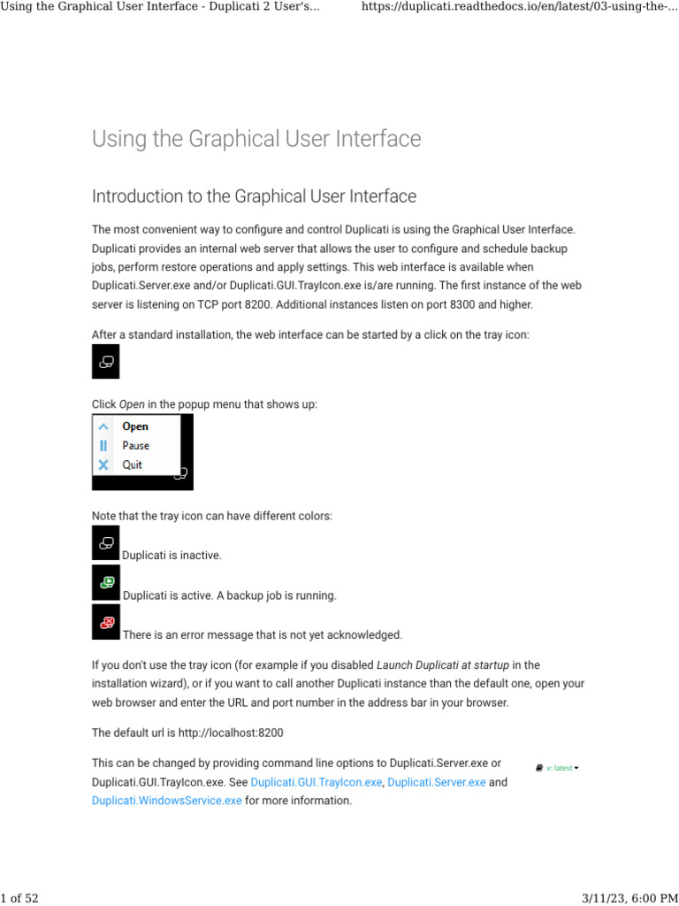 Duplicati GUI Setup and Configuration Guide | PDF | Backup | Menu ...