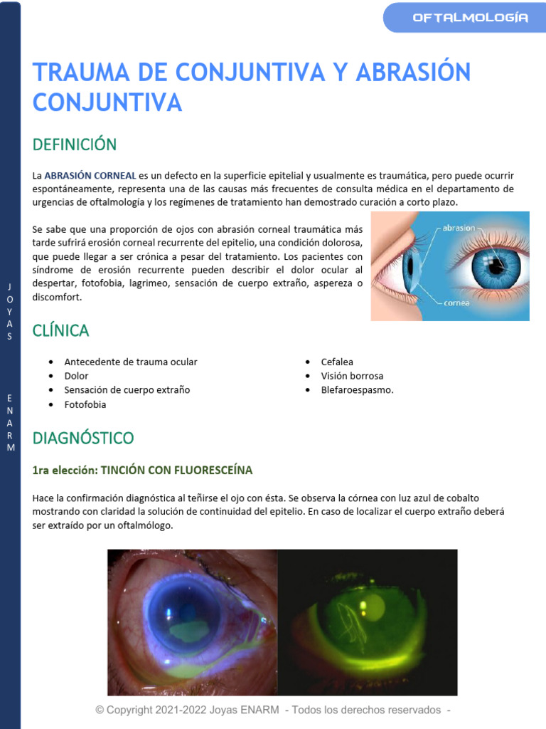Trauma Conjuntiva y Abrasión Corneal | PDF | Visión | Medicina
