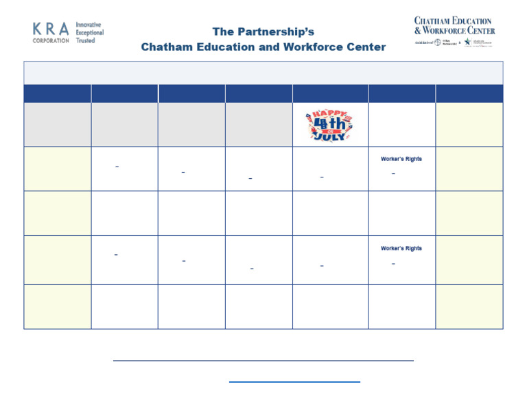 July 2024 - Chatham Education Workforce Center Calendar | PDF ...