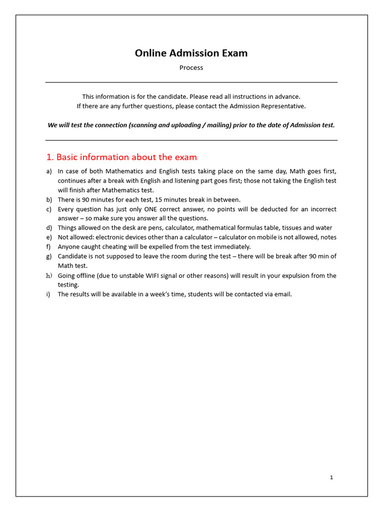 Online Admission Test en For Students | PDF | Computing