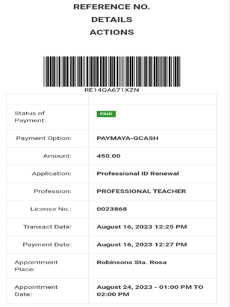 PRC Payment Details GRD | PDF