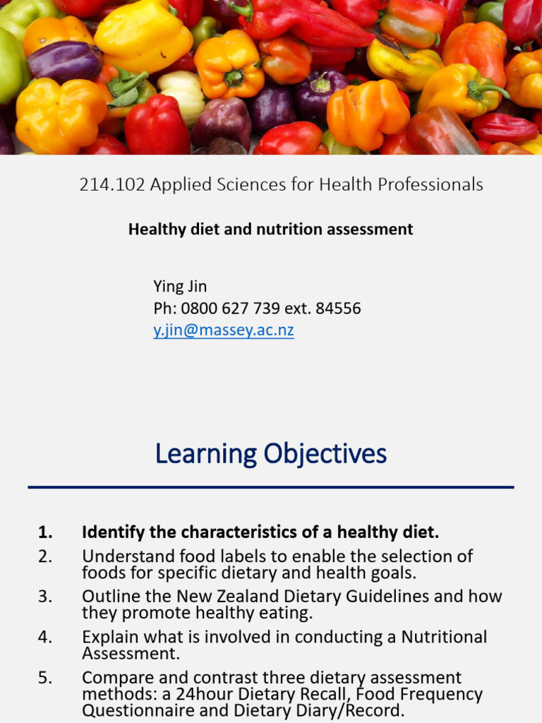 Lesson 2 - Healthy Diet and Nutrition Assessment - 2024 - Stream | PDF ...