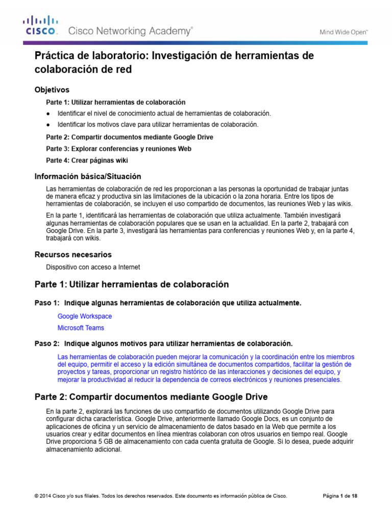 1.1.1.8 Lab - Researching Network Collaboration Tools | PDF | Wiki ...