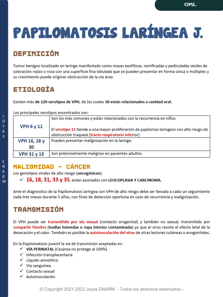 Papilomatosis Laríngea Juvenil | PDF | Especialidades Medicas ...