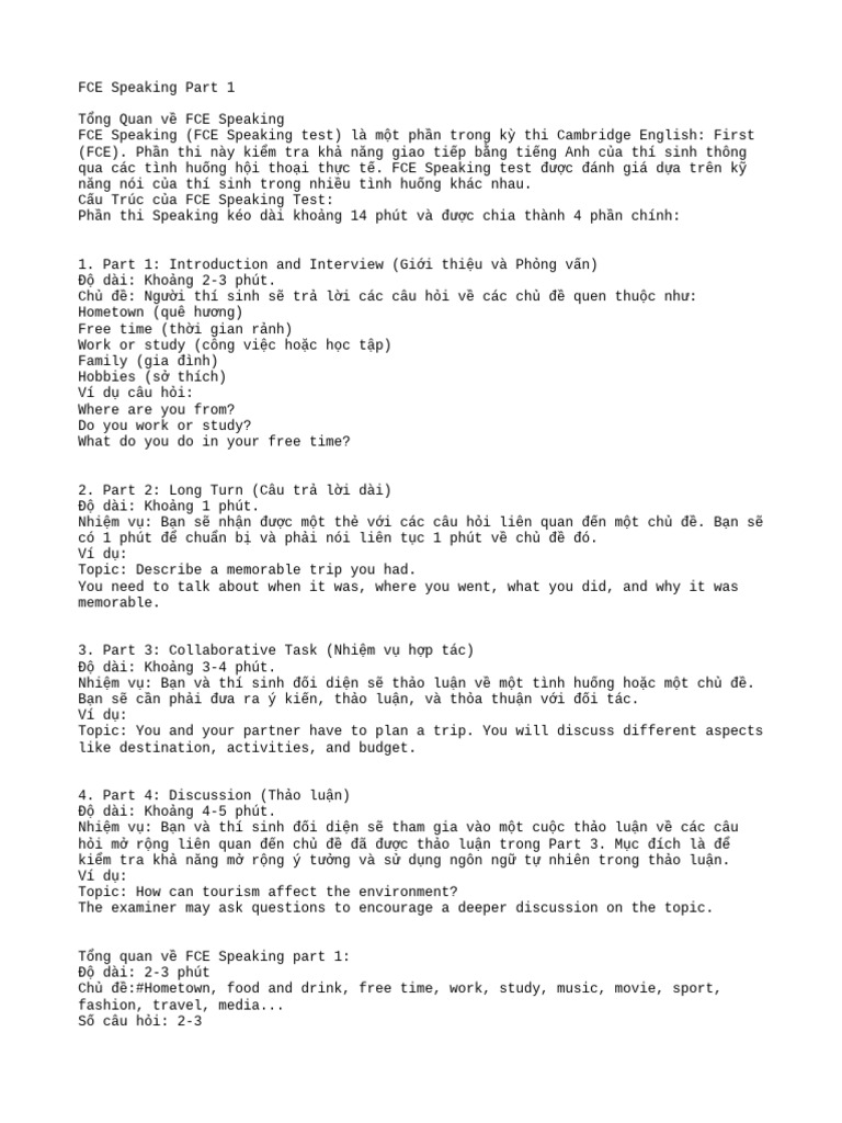 FCE Speaking Part 1 - 01 | PDF
