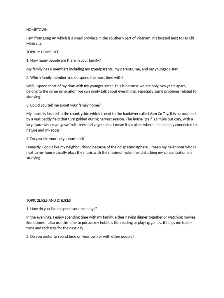 Fce Speaking Part 1 | PDF