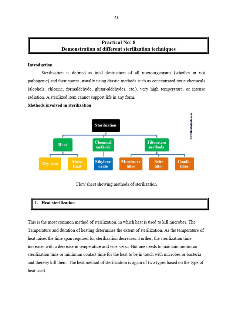Practical 8, Demonstration of Different Sterilization Techniques | PDF | Sterilization ...