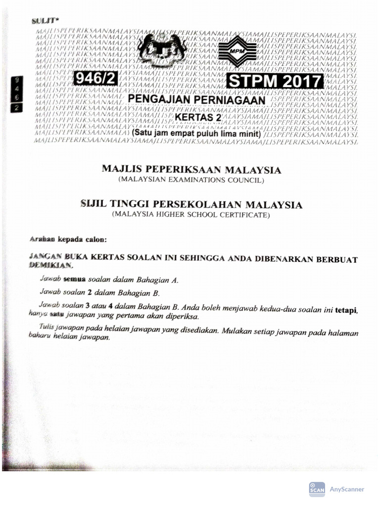 STPM 2017 | PDF